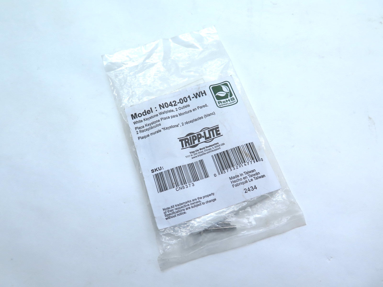 Tripp Lite N042-001-WH White Keystone Wallplate 2 Outlets – Advance Operations