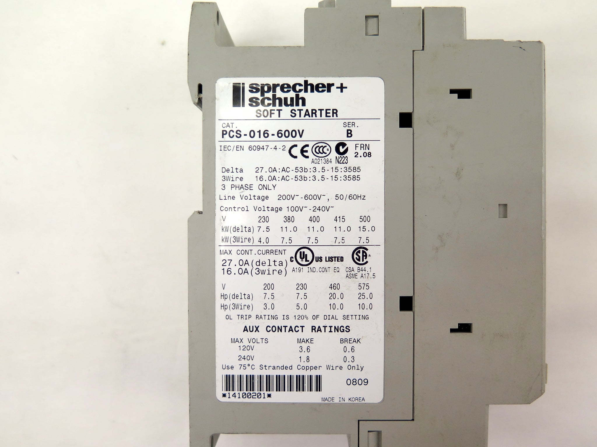 Sprecher + Schuh PCS-016-600V Smart Motor Controller – Advance Operations