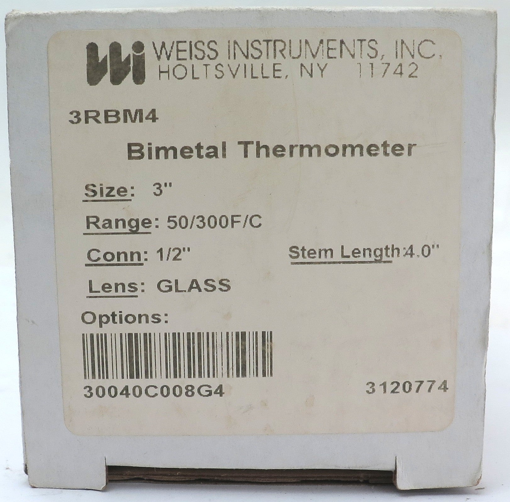 Weiss Instruments Bimetal Thermometer 3" Dial 3RBM4 – Advance Operations