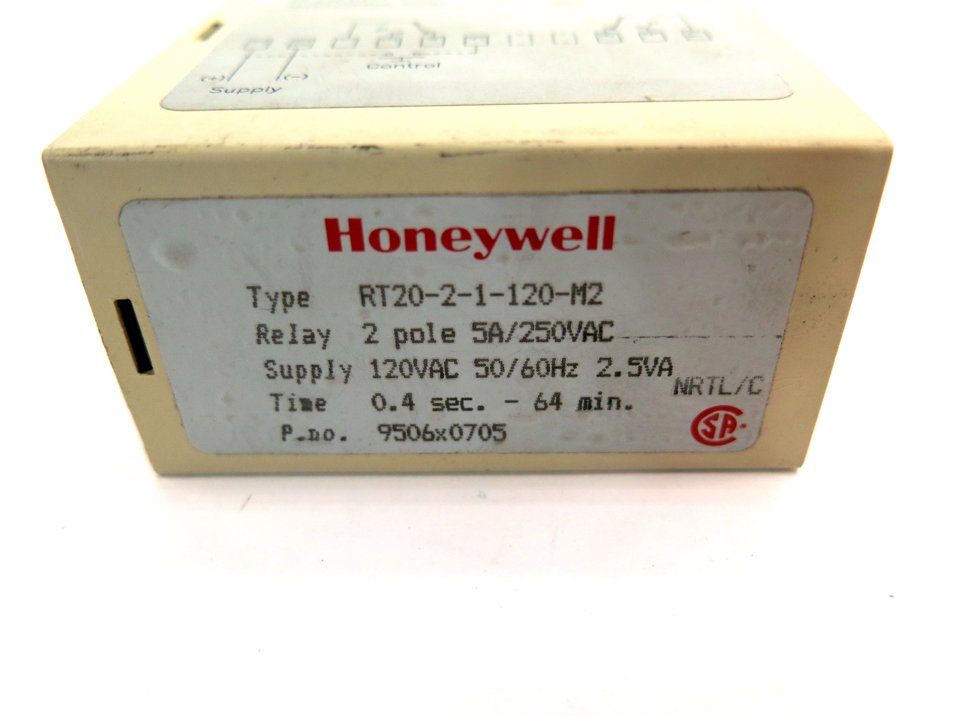 Honeywell RT20-2-1-120-M2 Multi-function Timer Relay 2 Pole 5A 250 Vac ...