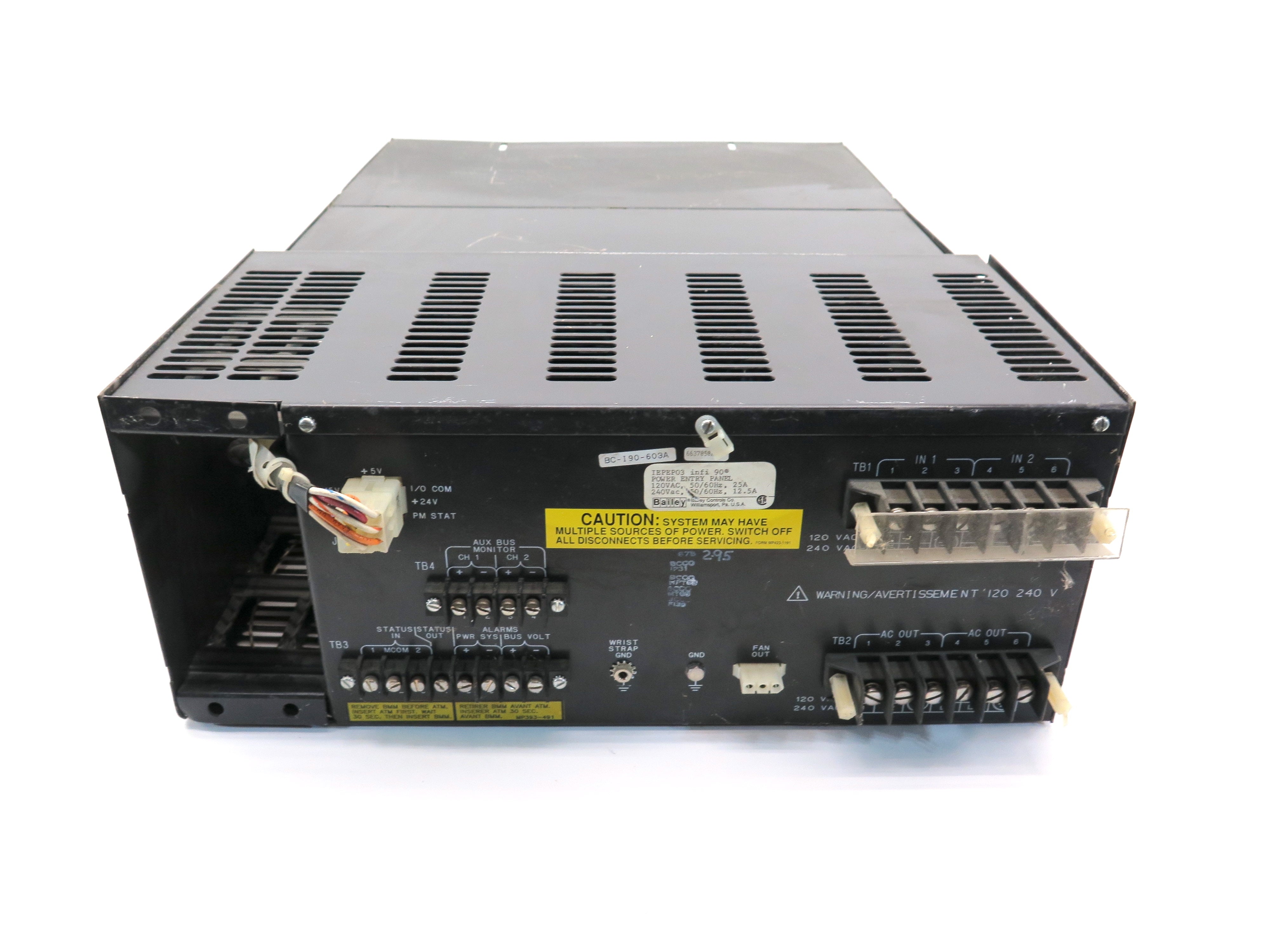 Bailey Controls IEPEP03 infi 90 Power Entry Panel Redundant AC Transfe ...