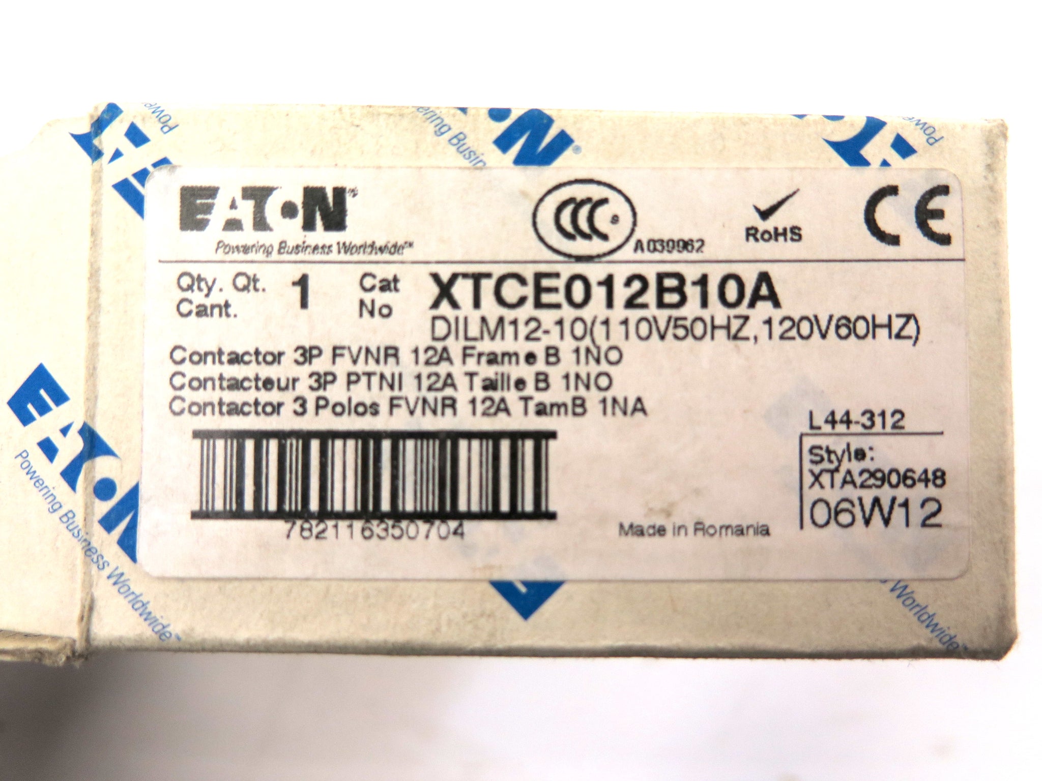 Eaton XTCE012B10A Contactor Cutler Hammer – Advance Operations