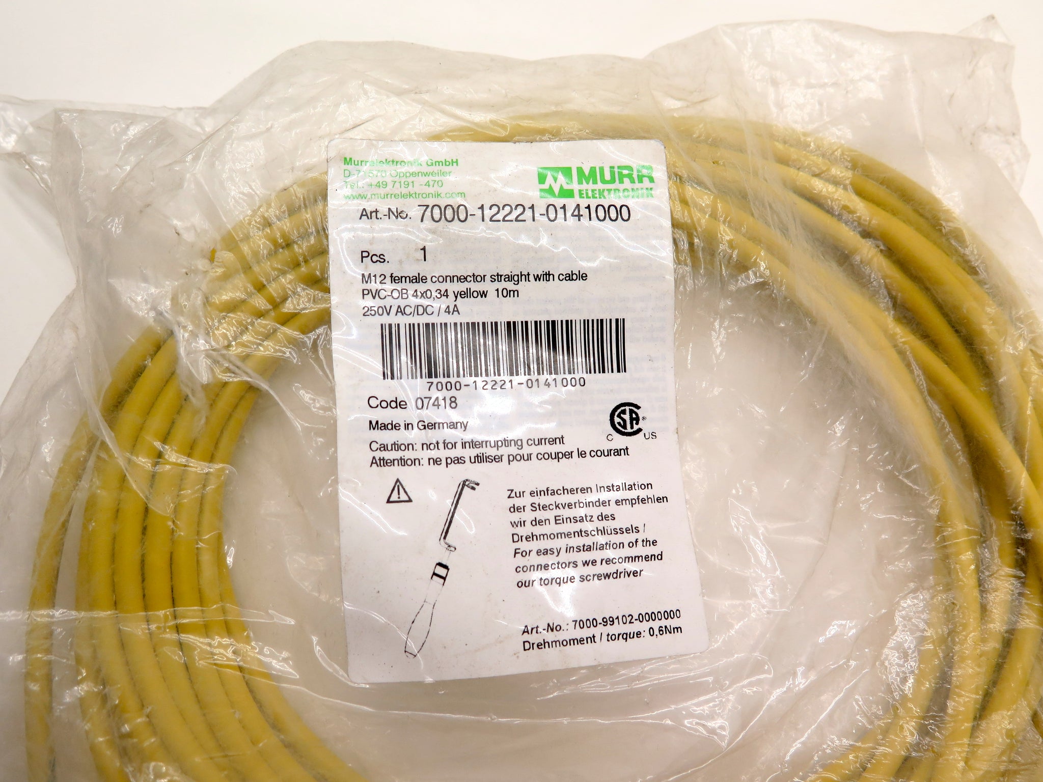 MurrElektronik 7000-12221-0141000 Female PVC Cable 10M – Advance Operations