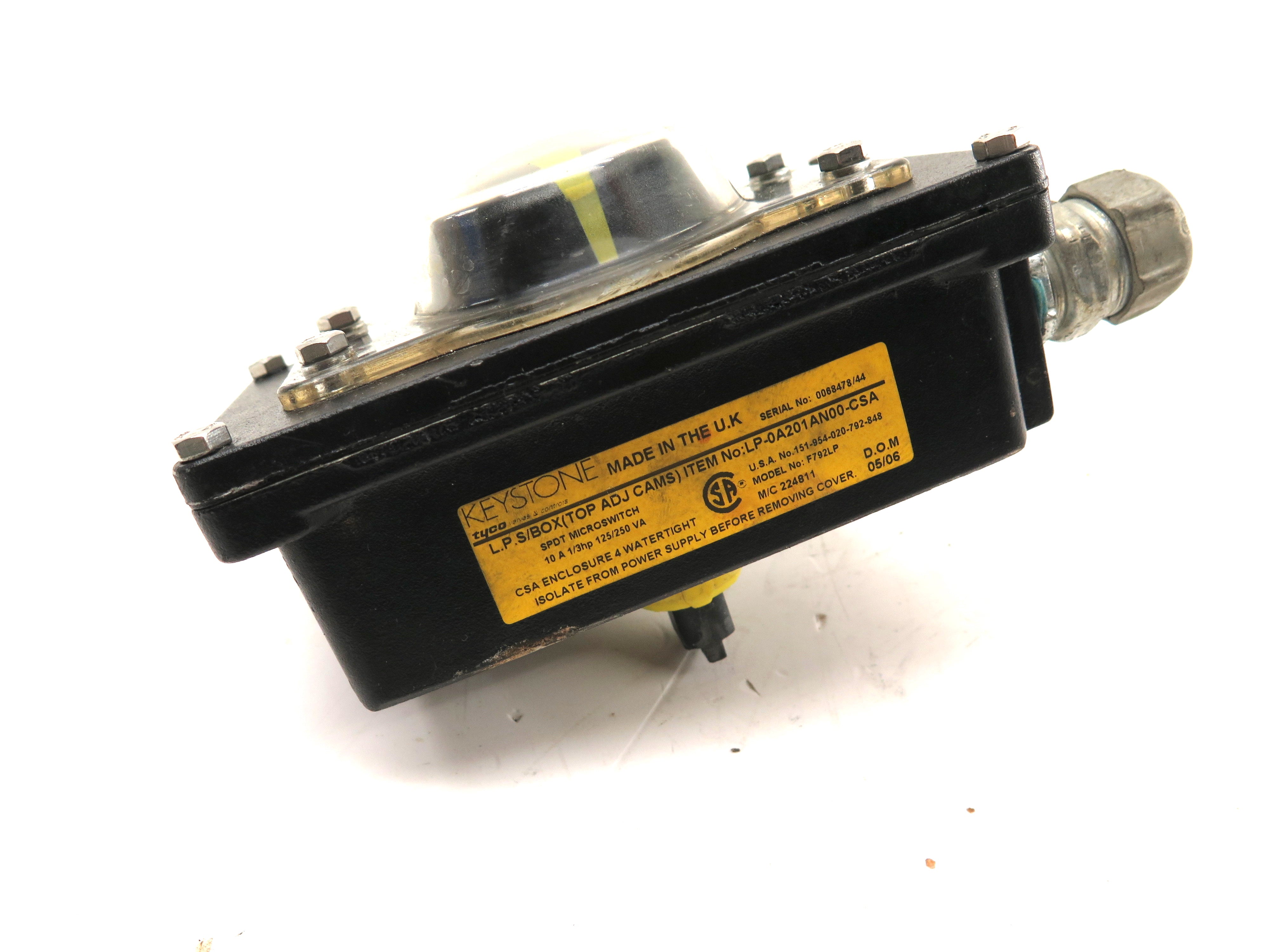 Keystone / Tyco LP-0A201AN00-CSA Valve Positioner Indicator Switch ...