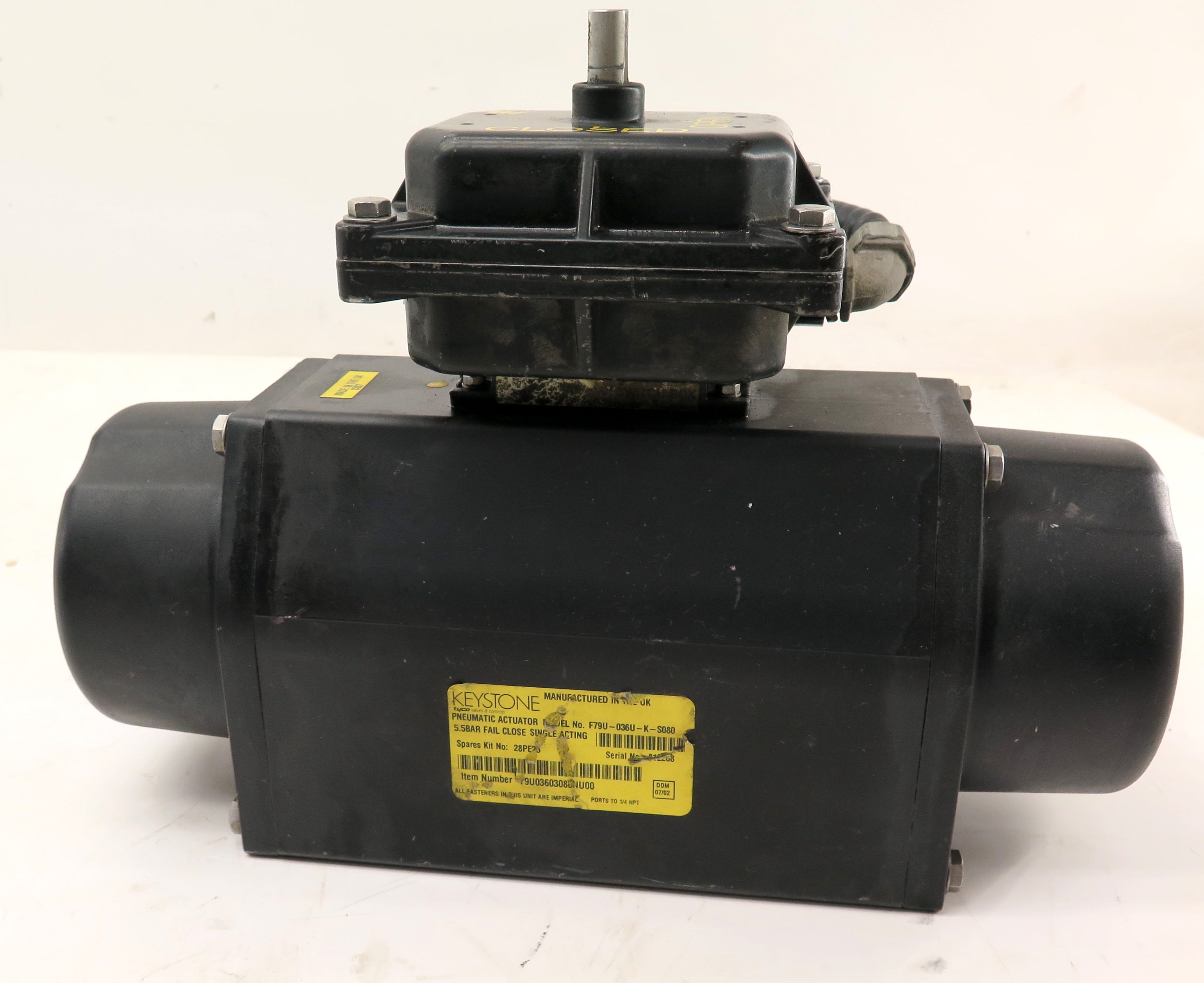 Keystone F79U-036U-K-S080 Pneumatic Actuator 5.5Bar Fail Close Single ...